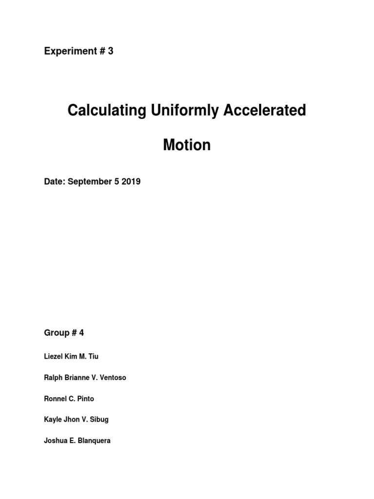 Calculating Uniformly Accelerated Motion Pdf Acceleration Mass