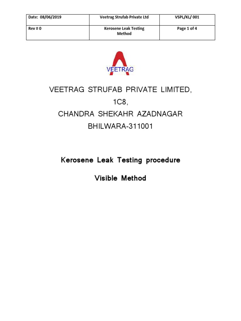 Kerosene Leak Test Pdf Leak Welding