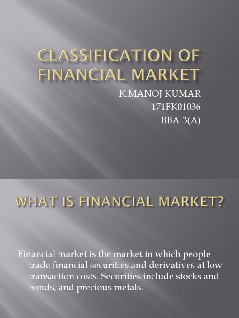 Overview of Financial Markets Types | PDF