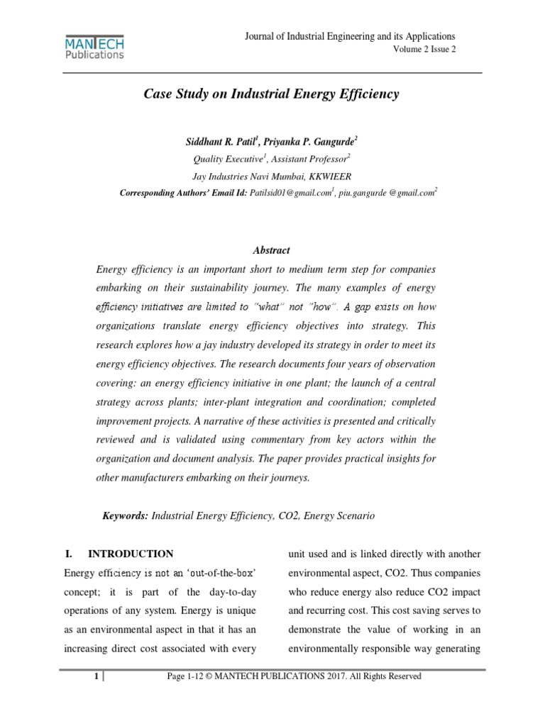 Case Study On Industrial Energy Efficien PDF | PDF | Efficient Energy ...