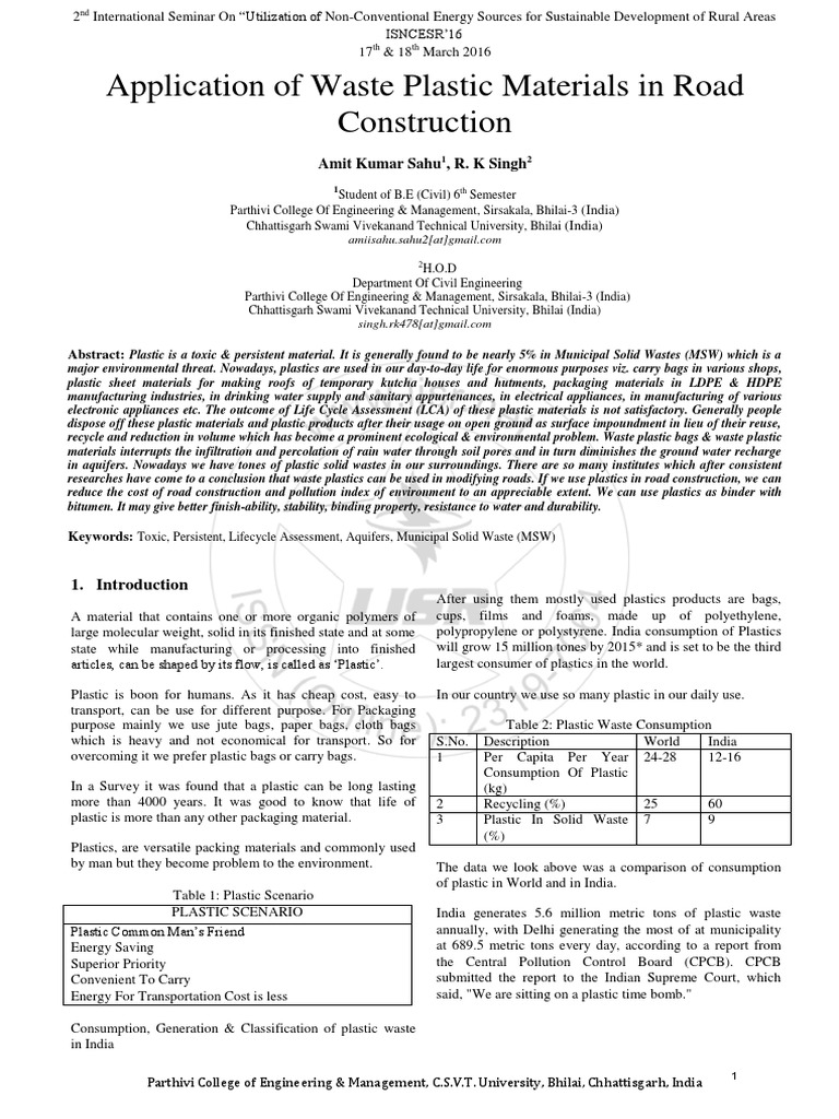 Plastic Waste Management | PDF | Plastic | Asphalt