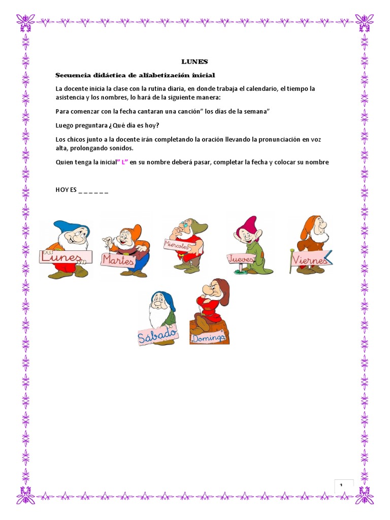 Secuencia Plapla 1 Semana | PDF | Calendario | Fonología