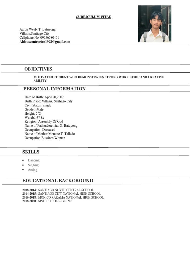 Curriculum Vitae Sample | PDF