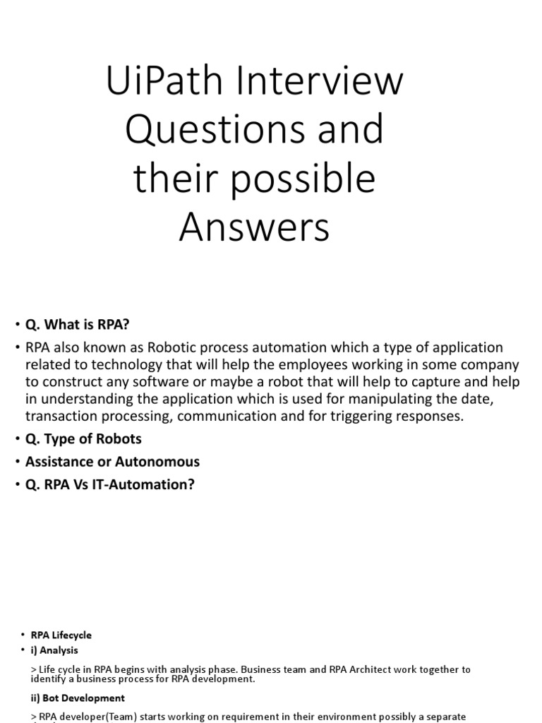 UiPath Interview Questions & Answers Guide | PDF | Control Flow | Computer Programming