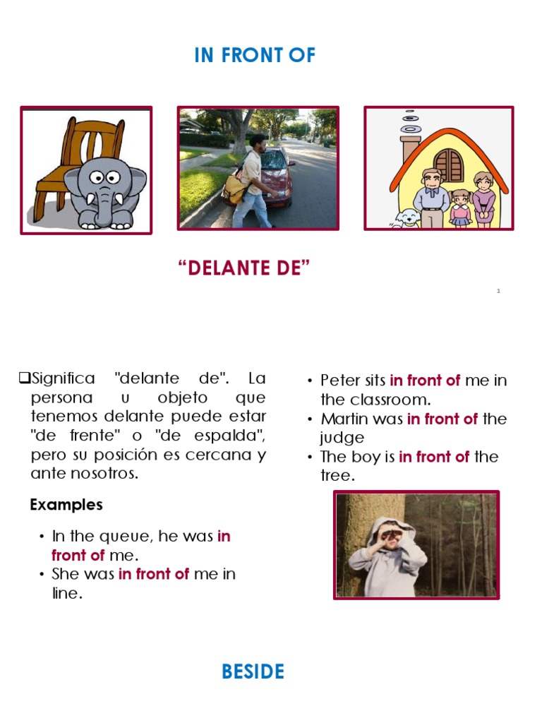 In Front Of: Prepositions | PDF | Home