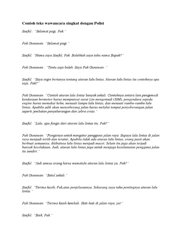 Contoh Teks Wawancara Singkat Dengan Polisi | PDF