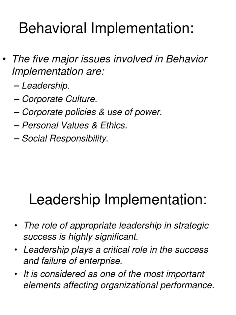 Behavioural Implementation | PDF | Organizational Culture | Value (Ethics)