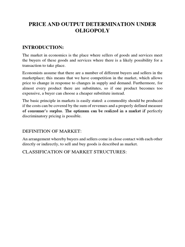 Oligopoly Price and Output Dynamics | PDF | Oligopoly | Supply And Demand