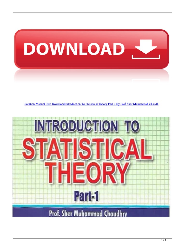 Solution Manual Free Download Introduction To Statistical TH PDF | PDF ...