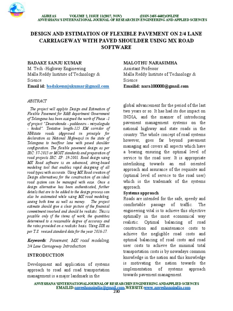Design and Estimation of Flexible Pavement On Lane Carriageway With ...