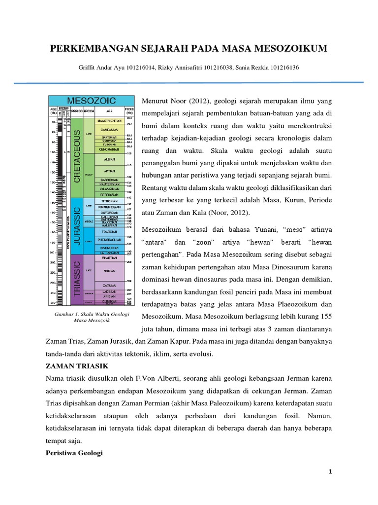 Tugas 2 Geologi Sejarah Mesozoikum | PDF