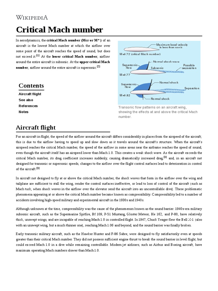 Critical Mach Number | PDF | Aeronautics | Motion (Physics)