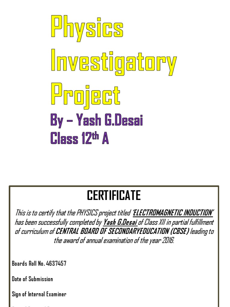 Physics Investigatory Project On EMI | PDF | Electromagnetic Induction ...