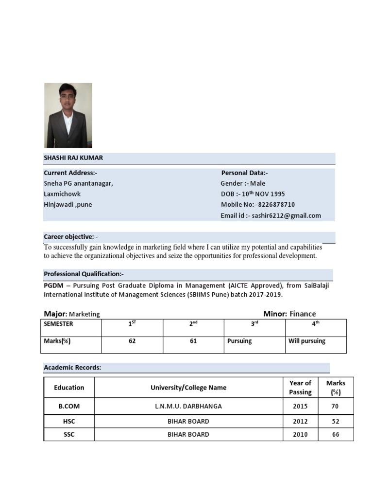 0 - Sashi Raj CV | PDF | Educational Stages | Business