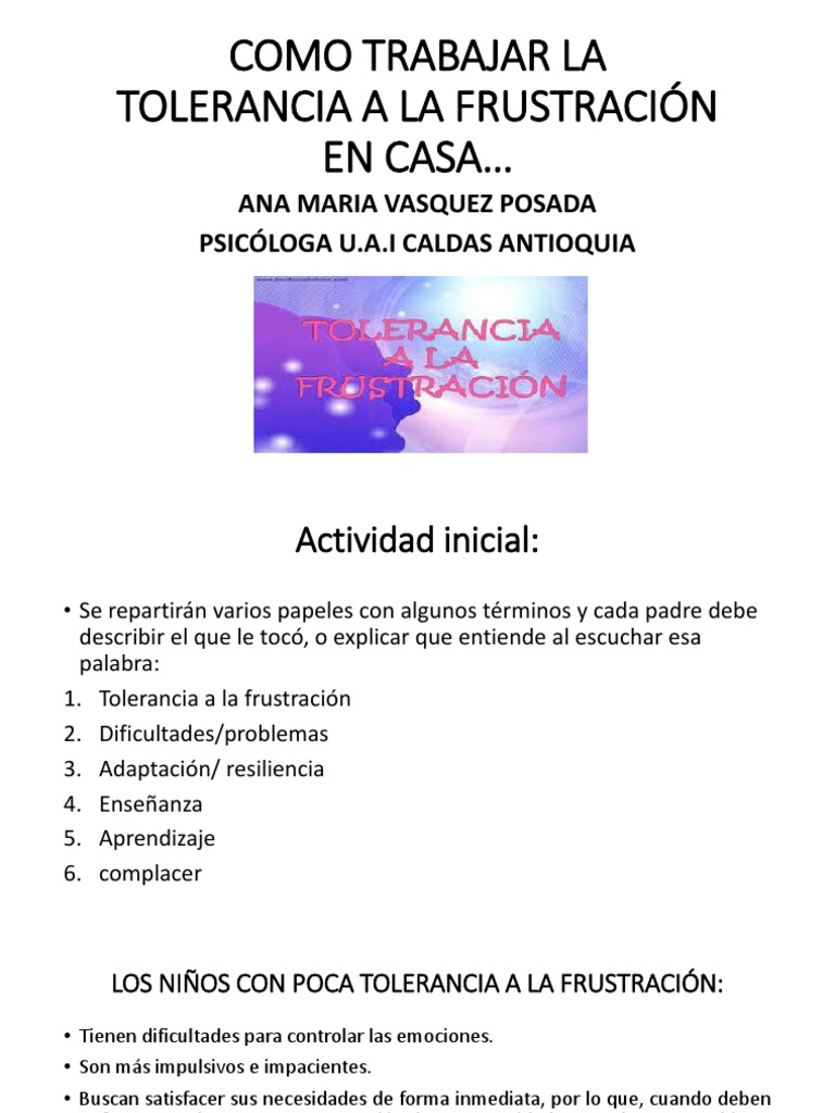Como Trabajar La Tolerancia A La Frustración para Padres de Familia | PDF | Tolerancia | Aprendizaje