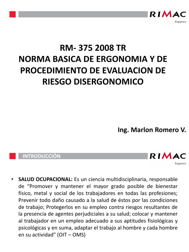 Ergonomía y Evaluación de Riesgo Disergonómico SÍ | PDF | Factores humanos y ergonomía ...