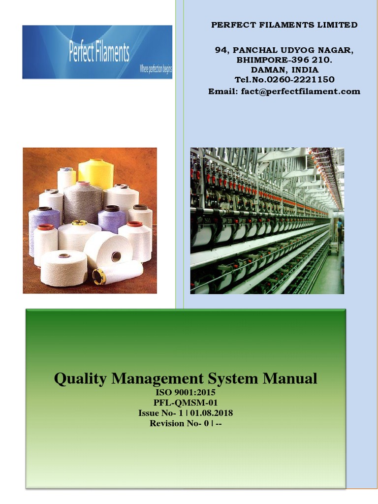 Quality Management Manual for PFL | PDF | Quality Management | Quality ...