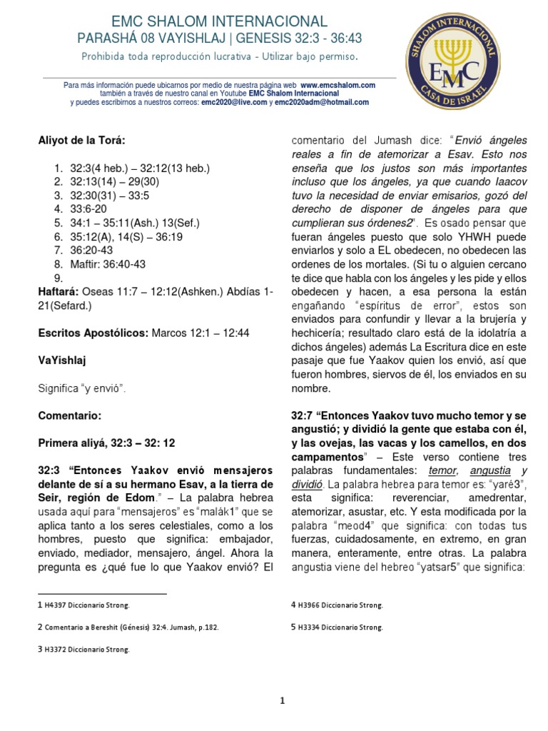 Parash - 8 VaYishlaj | PDF | Yahvé | Tora