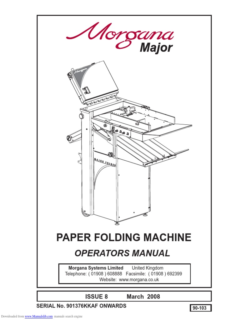 Major Paper Folding Machine Operators Manual | PDF | Paper | Switch