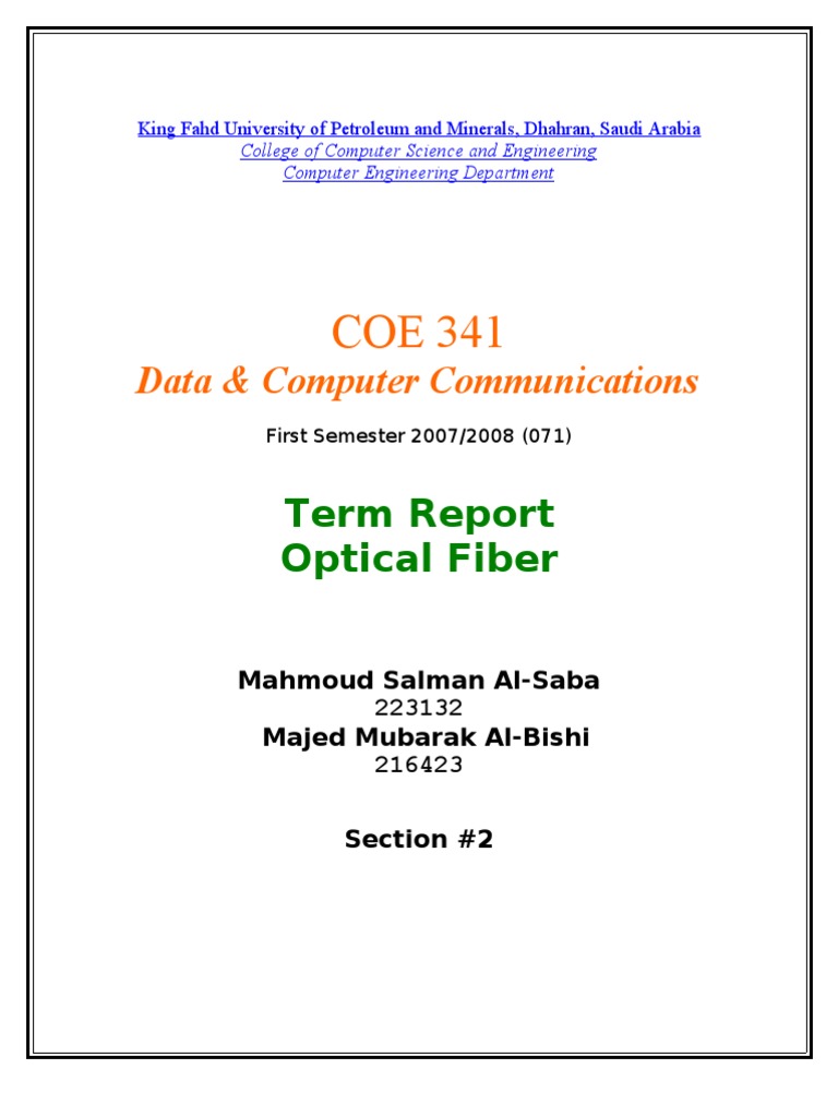 Data & Computer Communications: Term Report Optical Fiber | PDF