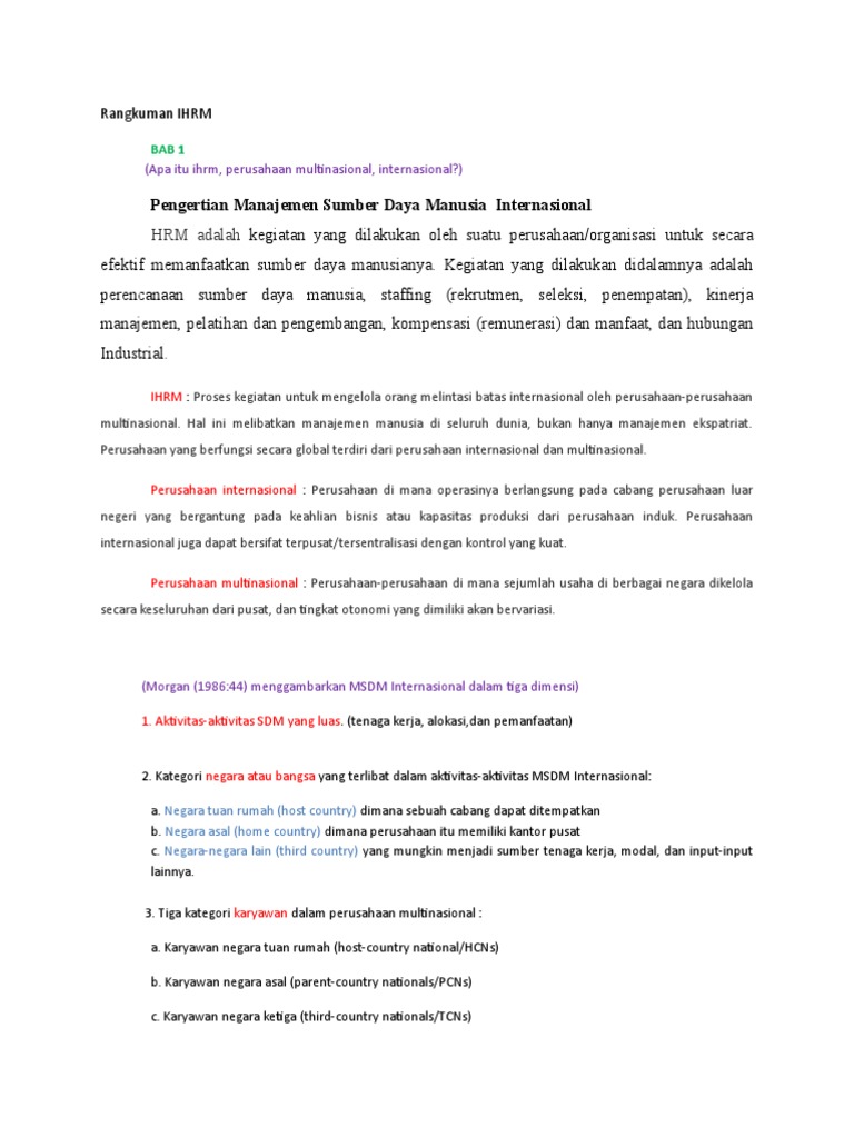 Rangkuman IHRM | PDF