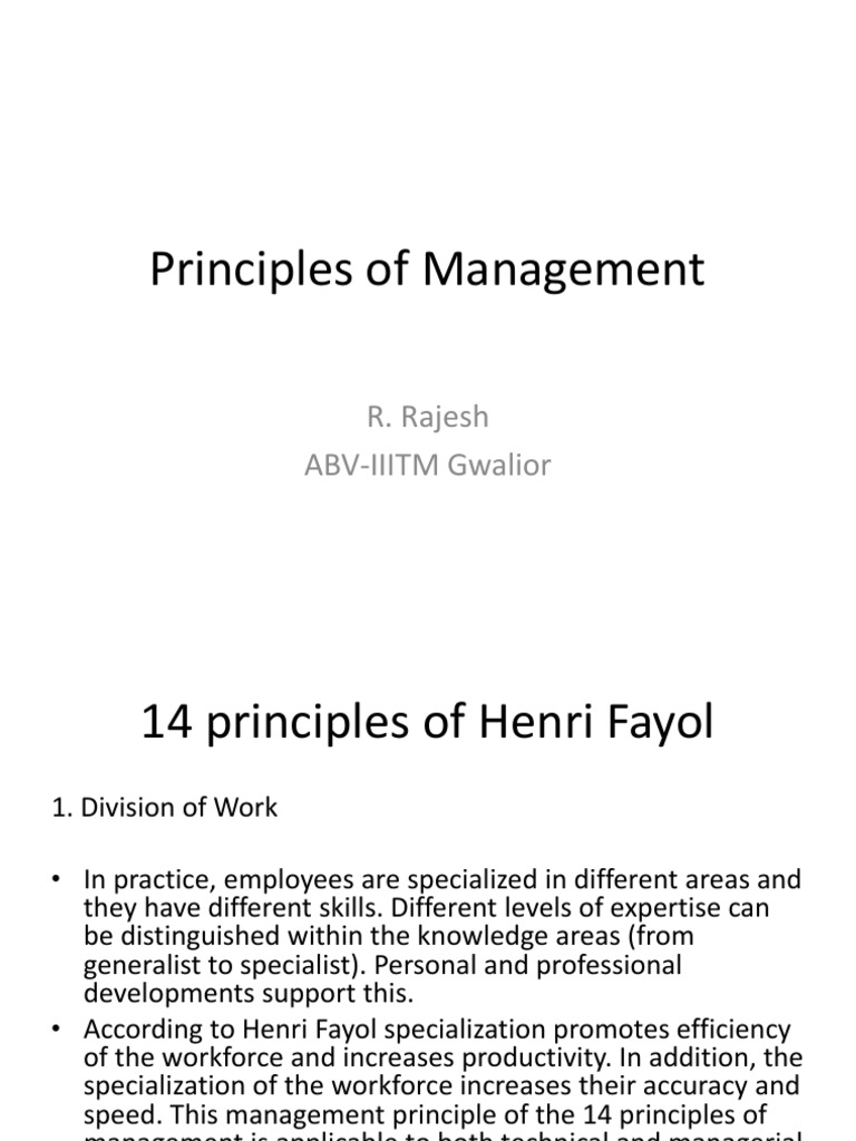 An Overview of Henri Fayol's 14 Principles of Management and an ...
