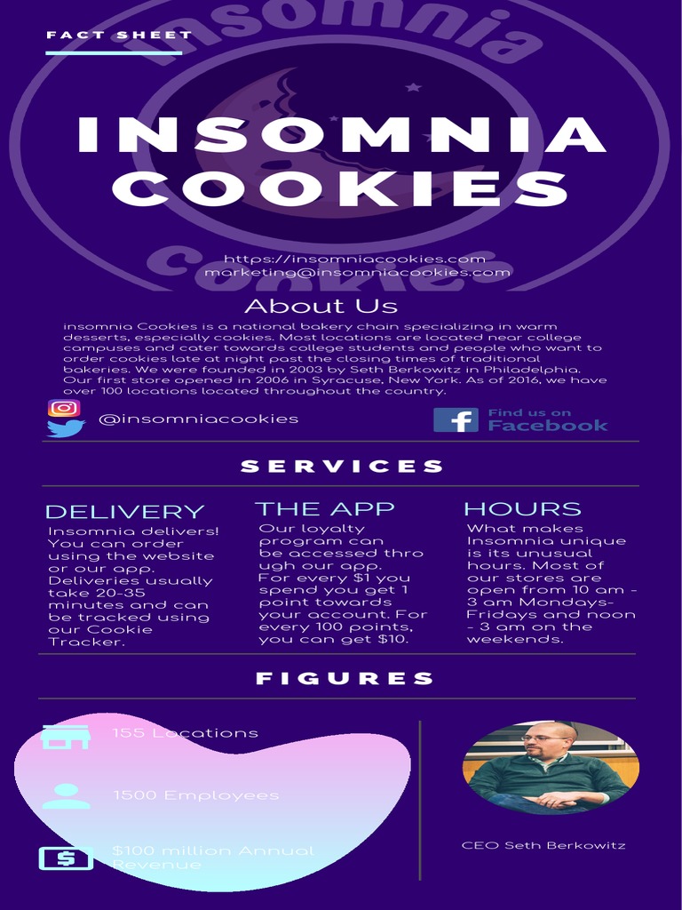 Insomnia Cookies Fact Sheet Infographics | PDF