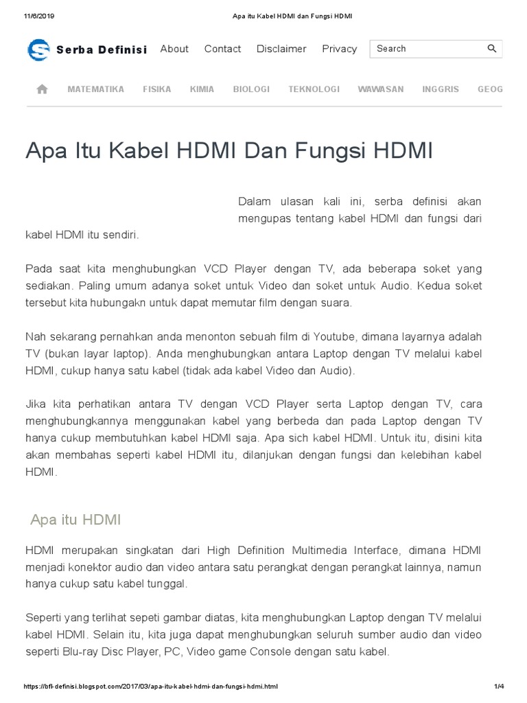 Apa Itu Kabel HDMI Dan Fungsi HDMI | PDF