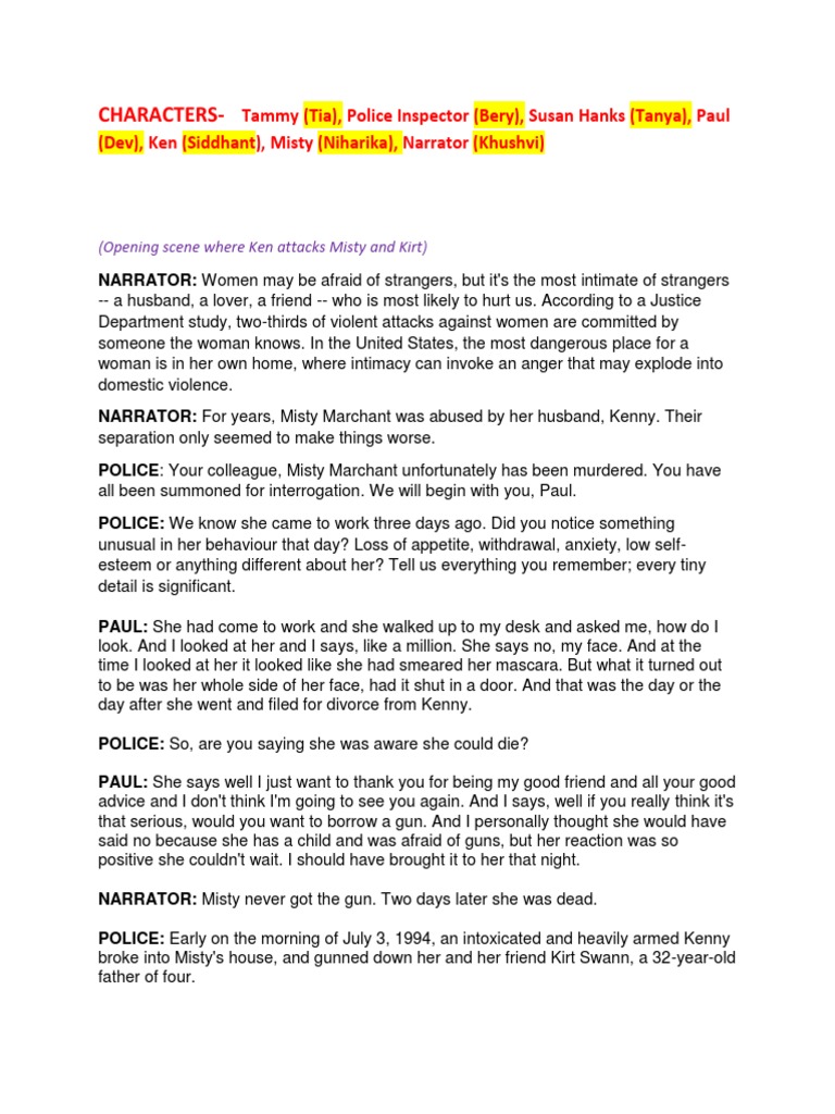 Assembley Script | PDF | Domestic Violence | Violence