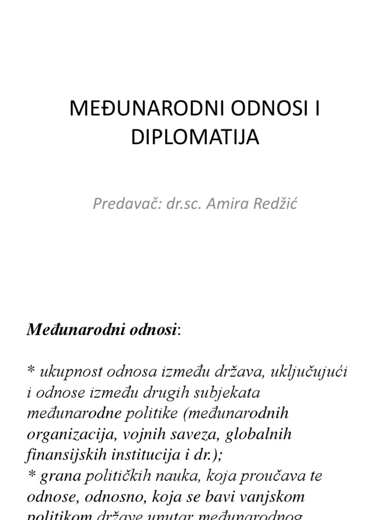 Međunarodni Odnosi I Diplomatija | PDF