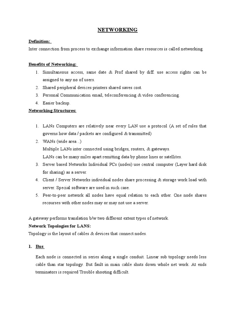 Networking | PDF | Node (Networking) | Network Topology