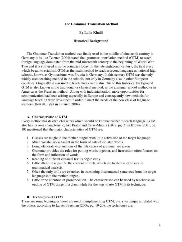 The Grammar Translation Method | PDF | Second Language | Language Education