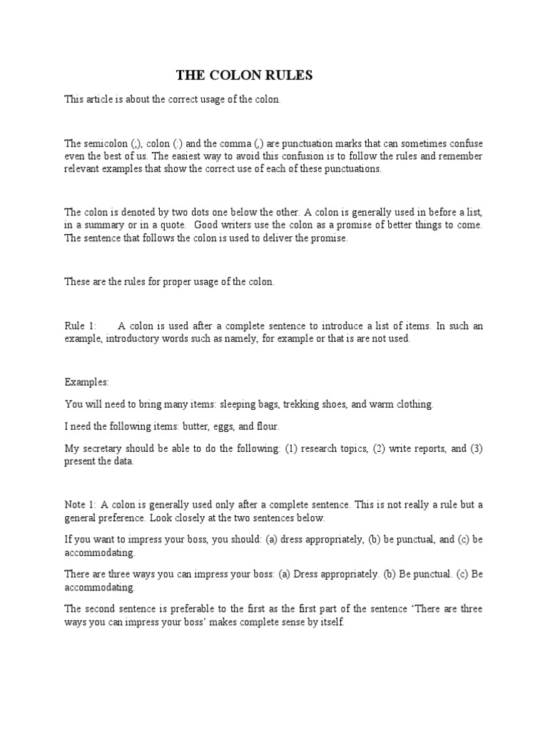 The Colon Rules - Testfunda | PDF | Comma | Punctuation