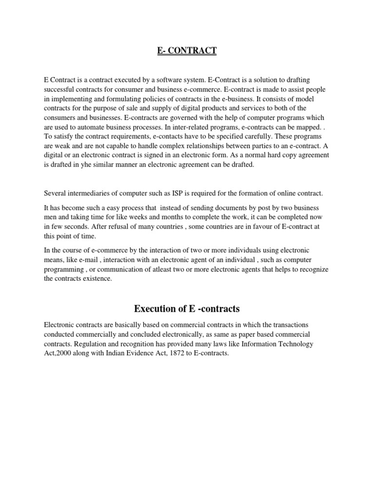 E Contract | PDF | Offer And Acceptance | E Commerce