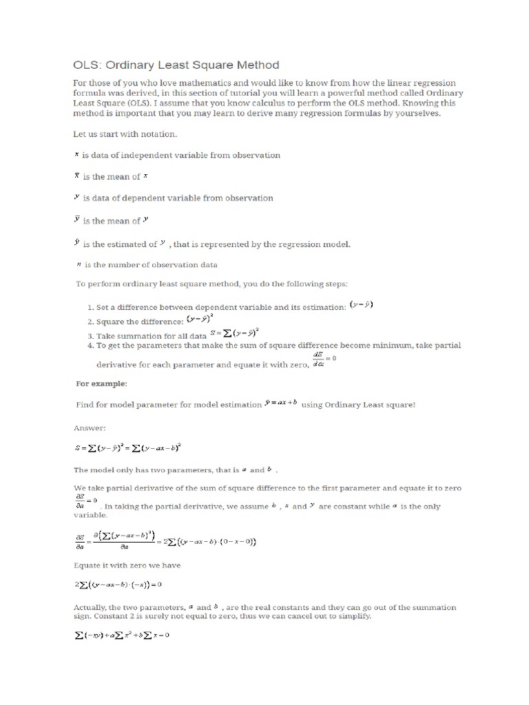 OLS Regression | PDF | Errors And Residuals | Ordinary Least Squares