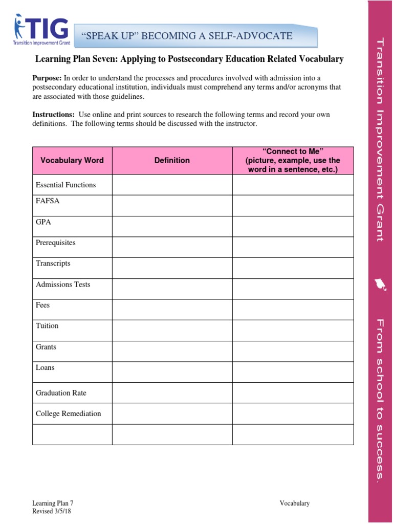 Lesson 7 Vocabulary | PDF