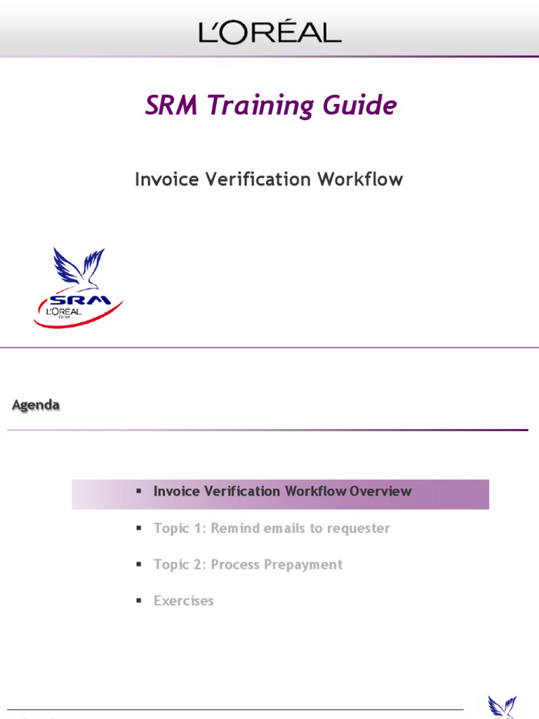 SRM Training Guide: Invoice Verification Workflow | PDF | Receipt | Accrual