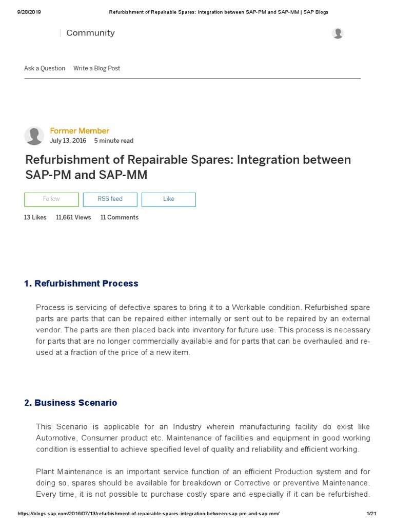 Refurbishment of Repairable Spares | PDF | Supply Chain Management ...