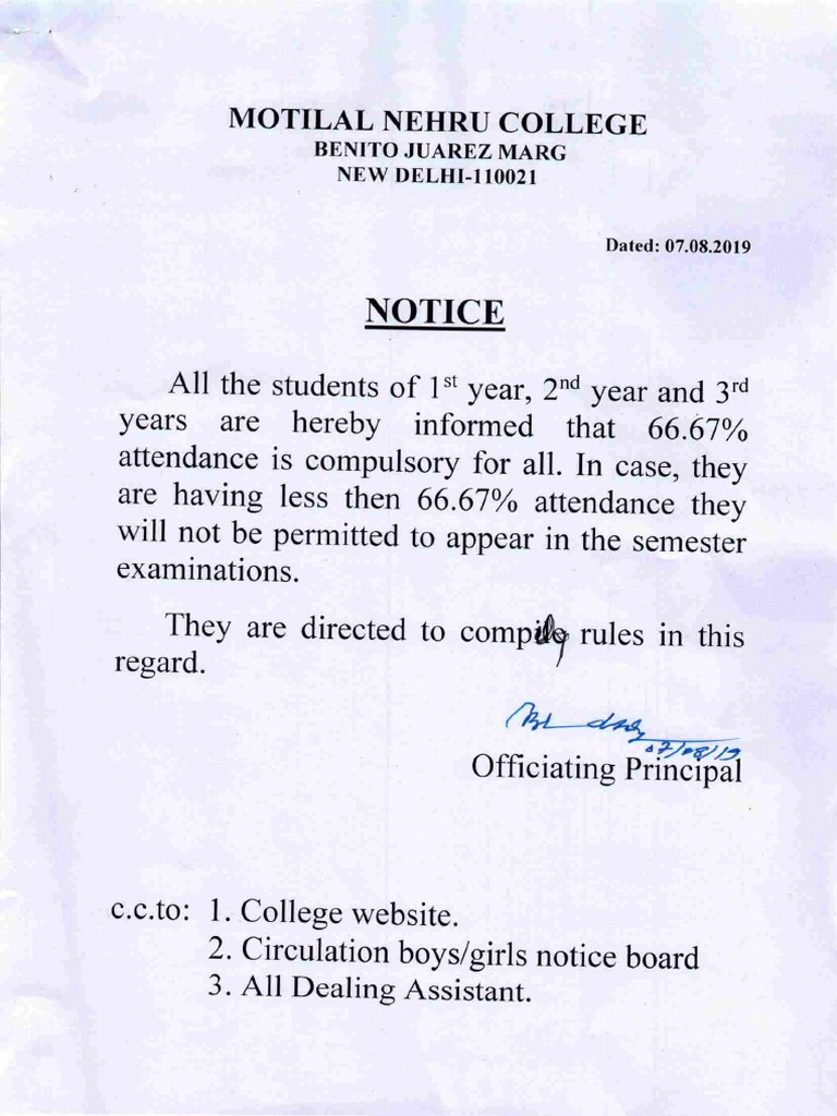 Attendance Requirement Notice for Students | PDF