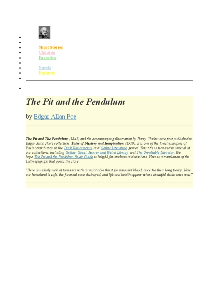 The Pit and The Pendulum: Edgar Allan Poe | PDF | Nature