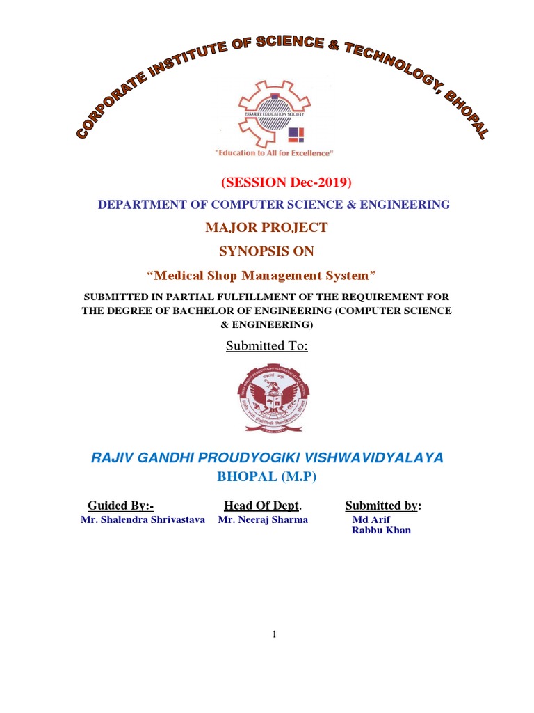 Project Synopsis Format | PDF | Data Model | Software Engineering