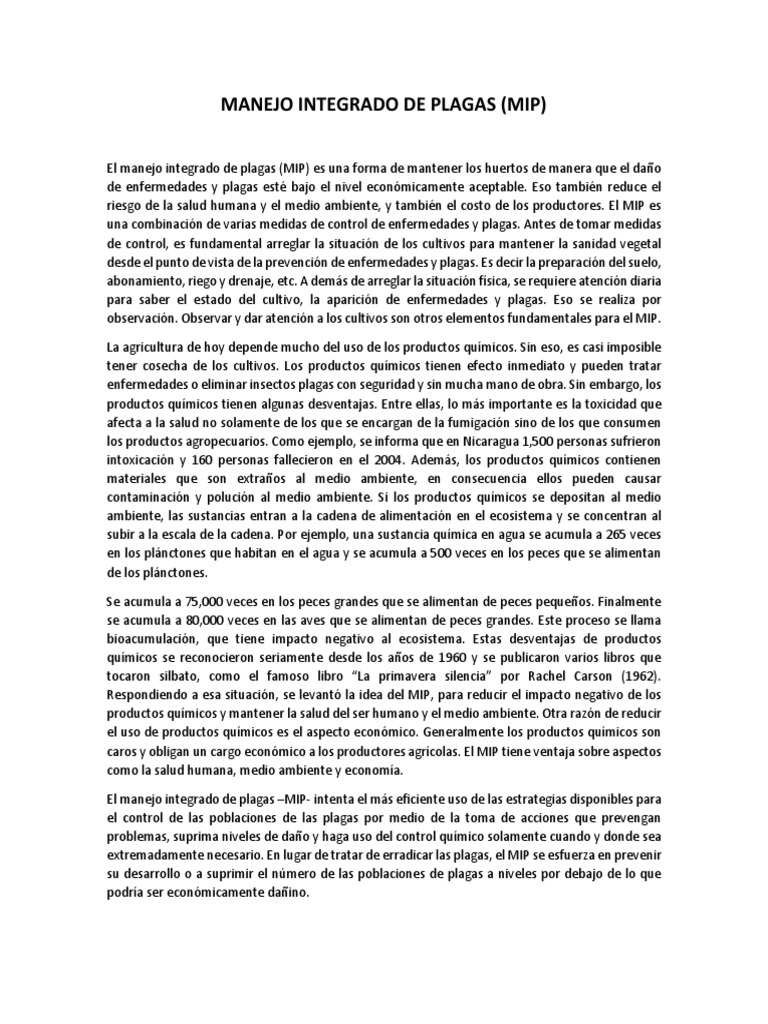 Evaluacion - Manejo Integrado de Plagas | PDF | Plaga (organismo) | Pesticida