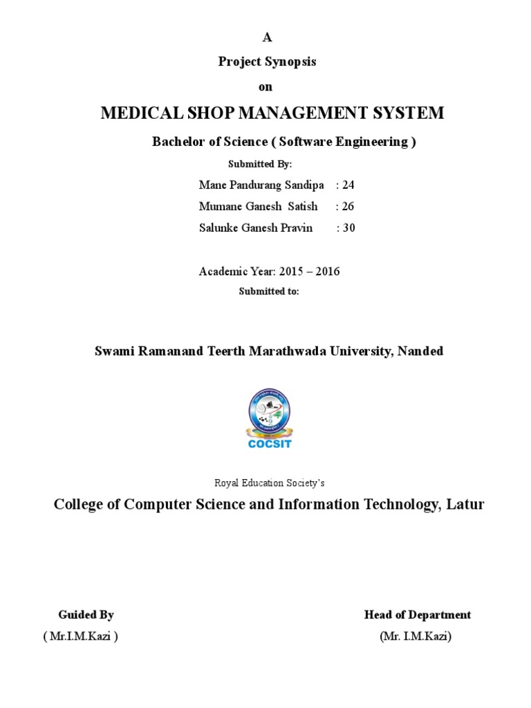 Medical Shop Management System: A Project Synopsis On | PDF | Software ...