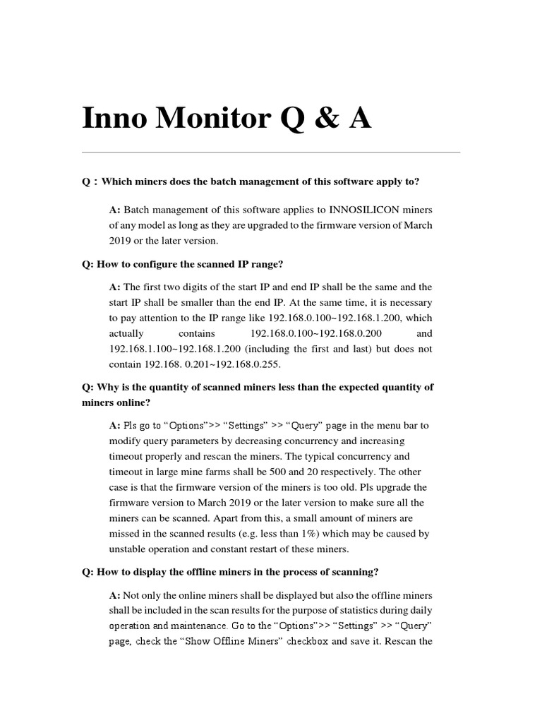 Inno Monitor Q&A | PDF | Ip Address | Online And Offline