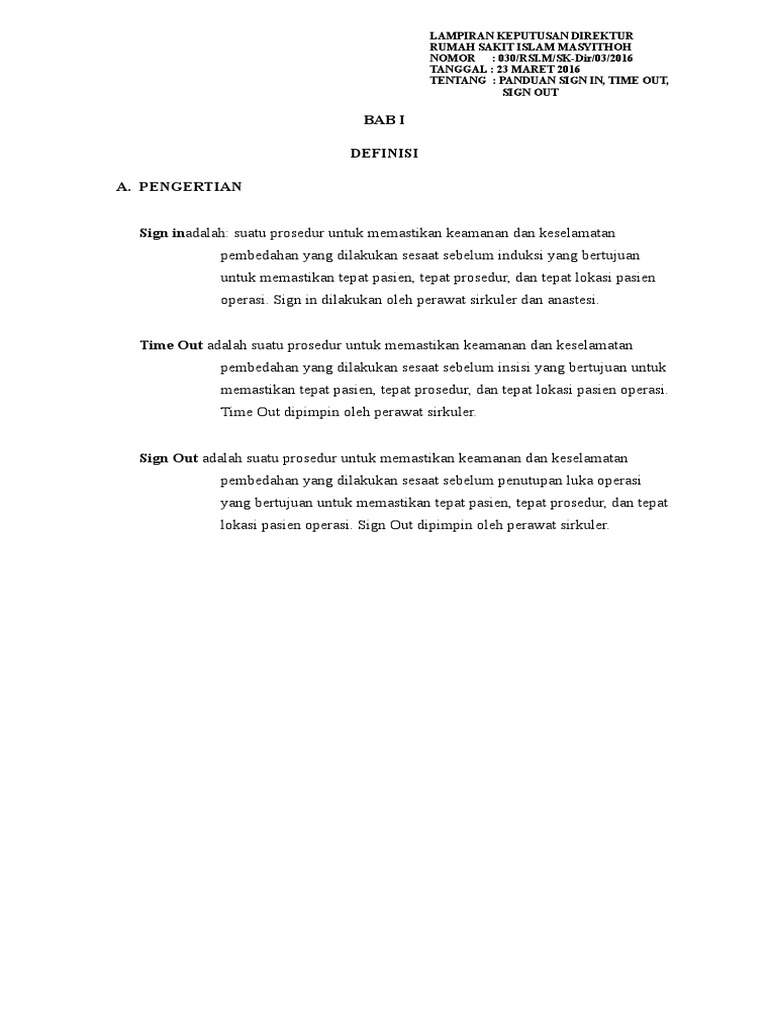 Panduan Sign In, Time Out, Sign Out | PDF