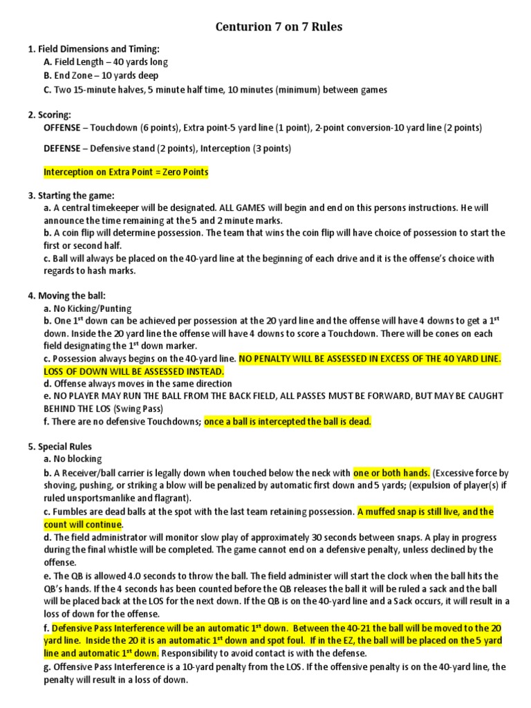 2019 JCTMS Middle School 7 On 7 Rules Final | PDF | American Football ...