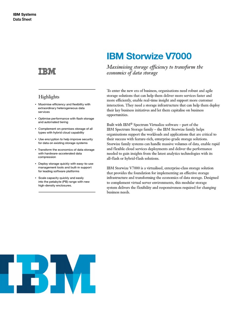 IBM Storwize V7000 | PDF | Cloud Computing | Computer Data Storage