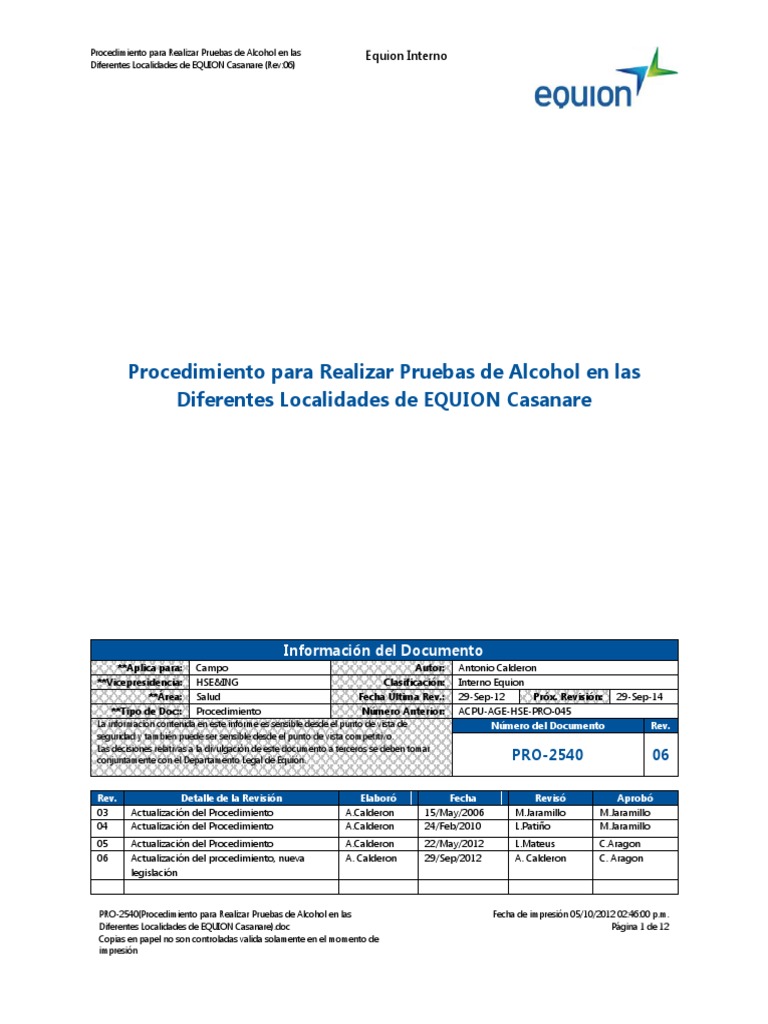 Alcoholimetría PDF | Descargar gratis PDF | Hospital | Bienestar