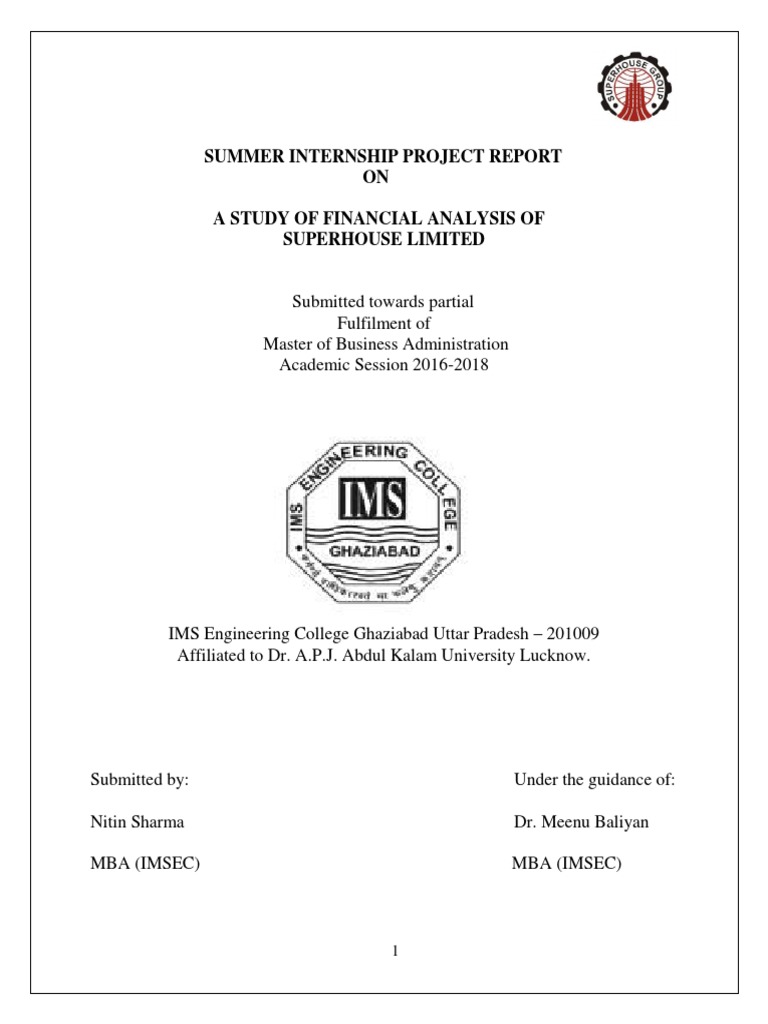 Summer Project Report NITIN SHARMA FINAL | PDF | Income Statement ...
