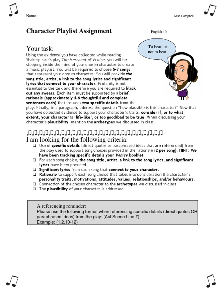Character Playlist Assignment | Download Free PDF | Communication ...